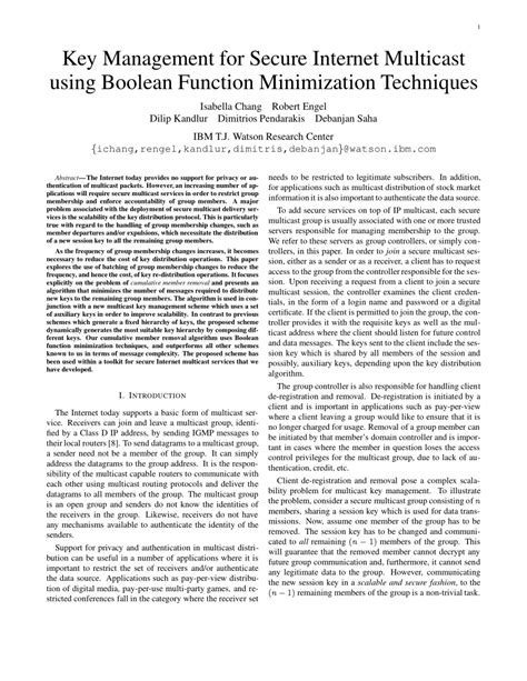 pdf key management for secure internet multicast using boolean function minimization techniques