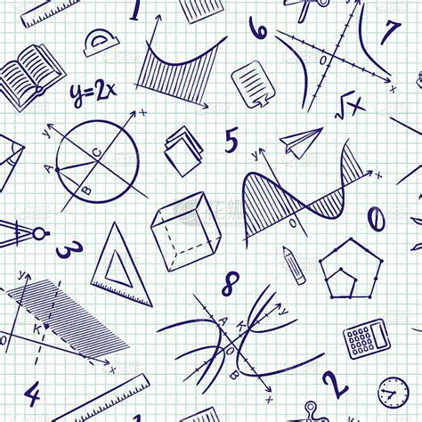 无缝涂鸦图案与学校代数元素