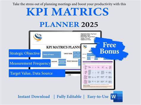 Kpi Planner Template Metrics Planner Template Project Management Ms Word Kpi Report Kpi Planner Template Metrics Planner Template Project Management Ms Word Kpi Report