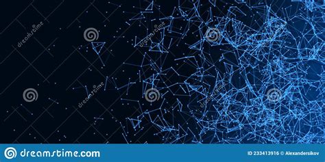 Plexus Network Futuristic Digital Data Technology Concept 3d Render Illustration Stock