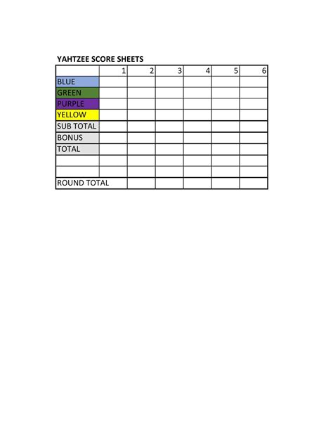 Free Downloadable Printable Yahtzee Score Sheets