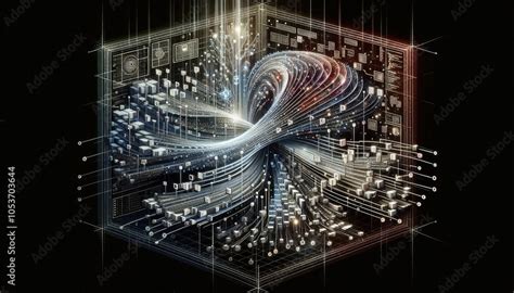 3d Matrix Grid Representing Machine Learning Algorithms Visualizing Ai Driven Data Flow And