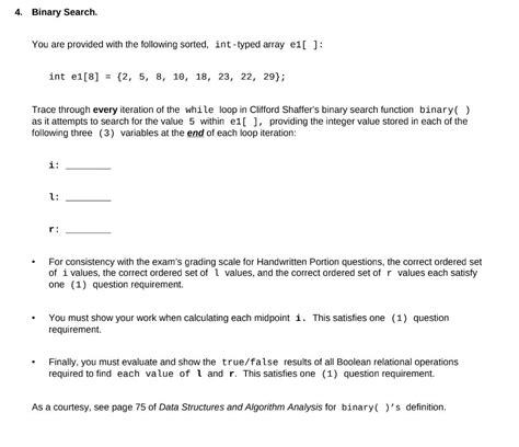 Solved 4 Binary Search You Are Provided With The Following