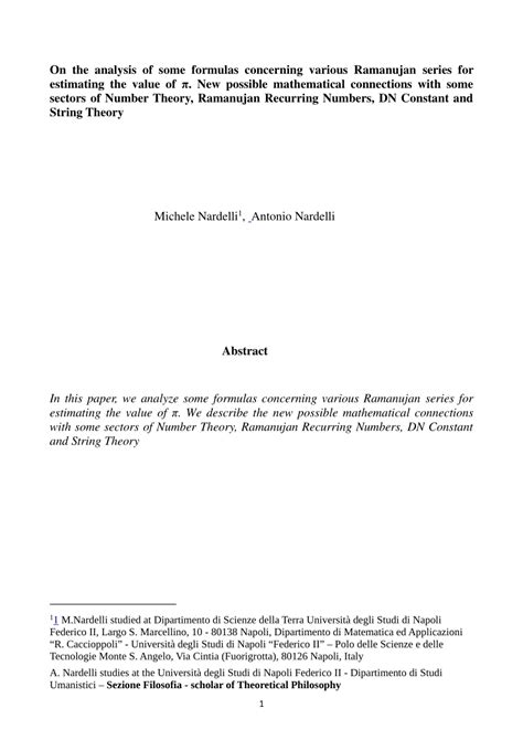 Pdf On The Analysis Of Some Formulas Concerning Various Ramanujan