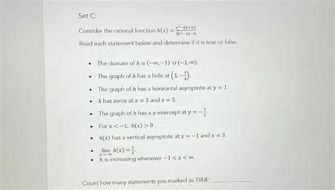 Set Cconsider The Rational Function Hxx2−4x−6x2−2x15 Read Each Sta