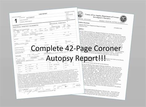 Whitney Houston Complete Autopsy Report Coroner Death Report 42 Pages