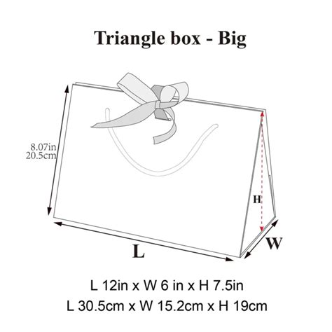 Large Black Triangular Shaped T Box With Ribbon And Handle Geotobox