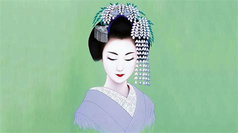 Японка на голубом фоне · бесплатная фотография от Danastr картинки и обои на рабочий стол