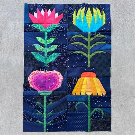 Folk Flower Fpp Set 4 Patterns Plus Stem And Leaf Extenders