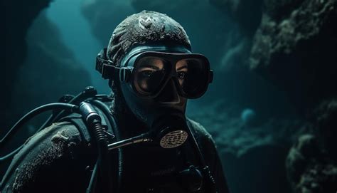 Premium Ai Image Men In Underwater Adventure Scuba Diving With