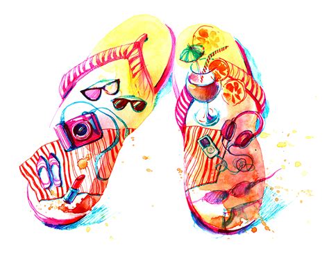 Flip Flops Drawing Pencil Sketch Colorful Realistic Art Images Drawing Skill
