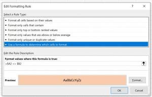 Excel Apply Conditional Formatting If Two Cells Are Not Equal