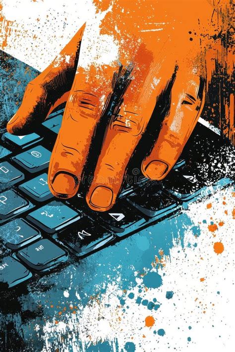 Close Up Of A Hand Pressing Keys On A Colorful Keyboard In Style Stock Image Image Of Closeup