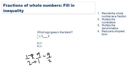 Comparing Fractions Of Whole Numbers By Filling In Inequalities Video