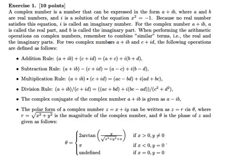 Solved Exercise Points A Complex Number Is A Number Chegg