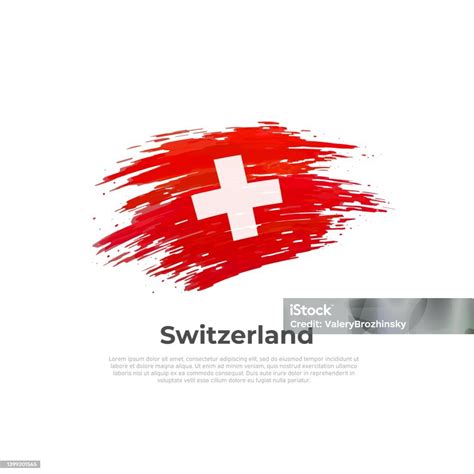 스위스 국기 브러쉬 선 브러시는 흰색 배경에 스위스 깃발을 그렸습니다 국가 포스터 템플릿의 벡터 디자인 텍스트를위한 장소