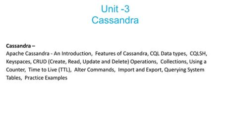 Unit 3 Cassandra Crud Operationspractice Examples Pptx