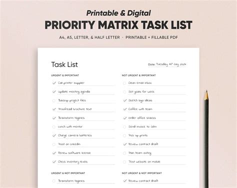 Priority Matrix Task List Chattan Design