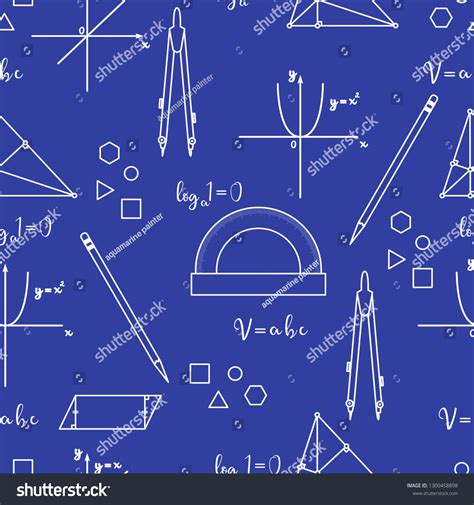 Mathematical Scientific Vector Seamless Pattern Geometry Stock Vector