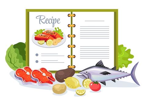 Premium Vector Book Cook Food Cookbook Recipe Ingredients Composition Concept Graphic Design