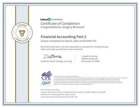 Gregory Brossard On Linkedin Certificate Of Completion