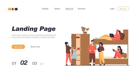 대학생 기숙사 인테리어 프리미엄 벡터