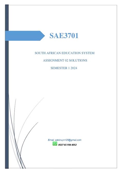 Sae3701 Assignment 02 Solutions Semester 1 2024 Sae3701 Sae3701