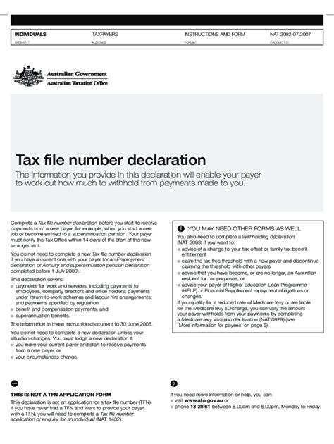 Formspal Nat 3092 Tax File Declaration Formtax Declaration Form Nat 3092fill Out And Use This