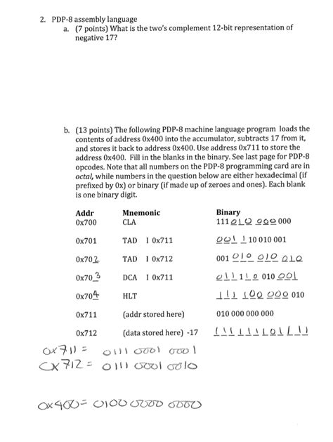 2 Pdp 8 Assembly Language 7 Points What Is The
