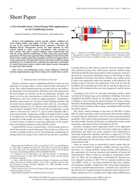 Pdf A Two Variable Fuzzy Control Design With Application To An Air Conditioning System