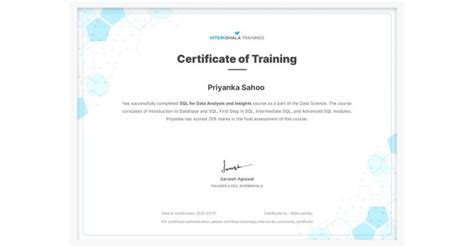 Completed Sql For Data Analysis Course From Internshala Priyanka Sahoo Posted On The Topic