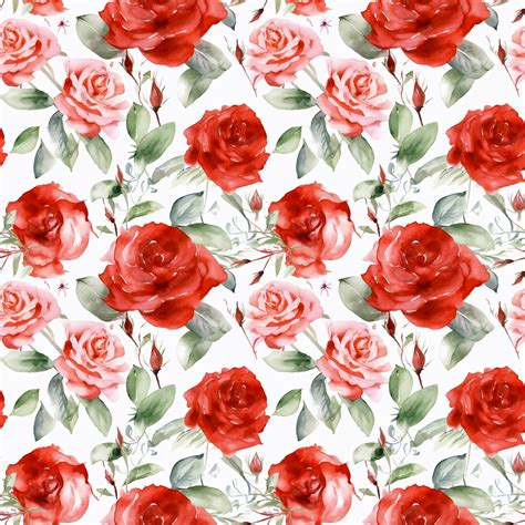 Premium Vector Red Rose Seamless Pattern Vector