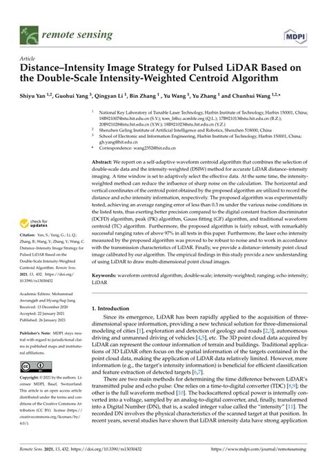 pdf distance intensity image strategy for pulsed lidar based on the