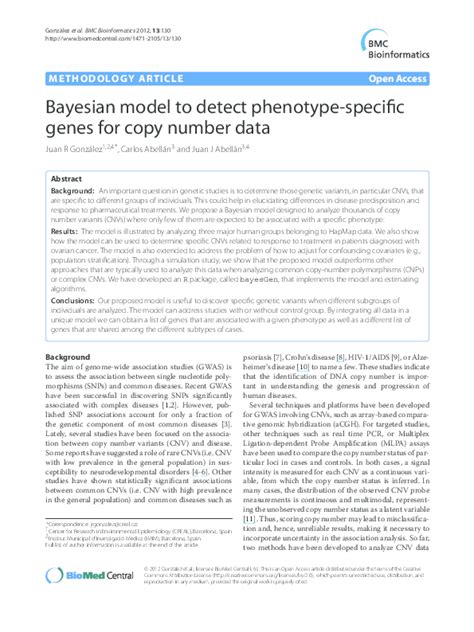Pdf Bayesian Model To Detect Phenotype Specific Genes For Copy Number Data