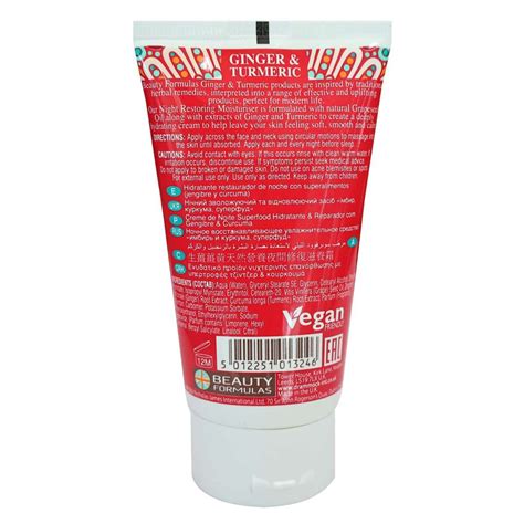 Beauty Formulas Ginger And Turmeric Night Restoring Moisturizer 75 Ml
