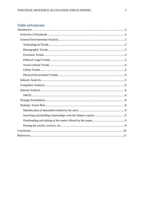 Strategic Resource Allocation And Planning For Facebook