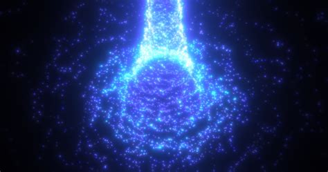 어두운 배경에 흐림 효과가 있는 빛나는 밝은 미래 하이테크의 입자와 점들에서 소용돌이치는 추상적인 파란색 터널 추상적 인 배경 가상현실에 대한 스톡 사진 및 기타 이미지