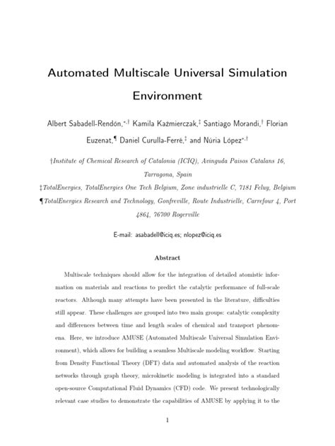 Automated Multiscale Universal Simulation Environment Pdf Chemical