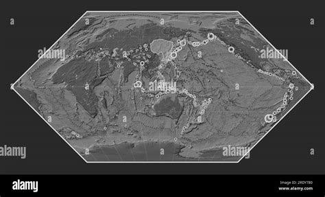 Amur Tectonic Plate On The Bilevel Elevation Map In The Eckert I Projection Centered