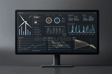 A Sophisticated Wind Turbine Data Analytics Dashboard Displaying Realtime Metrics And Graphs For