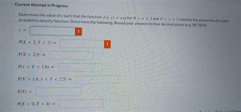 Solved Current Attempt In Progress Determine The Value Of C Chegg Com