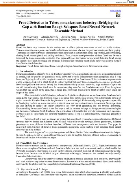 pdf fraud detection in telecommunications industry bridging the gap with random rough