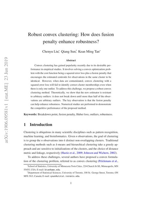 Robust Convex Clustering How Does Fusion Penalty Enhance Robustness Deepai