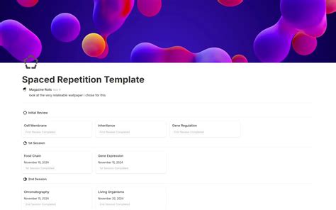 Spaced Repetititon Planner Template Notion Marketplace