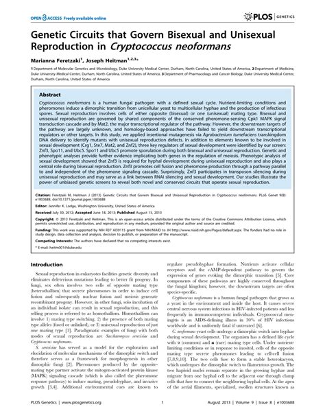Pdf Genetic Circuits That Govern Bisexual And Unisexual Reproduction