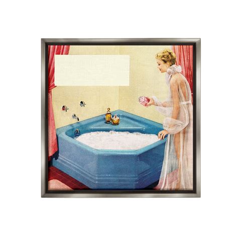Free Shipping Stupell Industries Vintage Bubble Bath Girl Framed