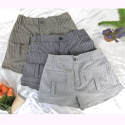 กางเกงขาสั้น กางเกงบาร์บี้ ฟรีไซส์ ผ้าคอตตอน ผ้าหนา เนื้อดี ลายสก็อตน่ารัก A09 Chokenew Thaipick