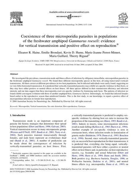 Pdf Coexistence Of Three Microsporidia Parasites In Populations Of The Freshwater Amphipod