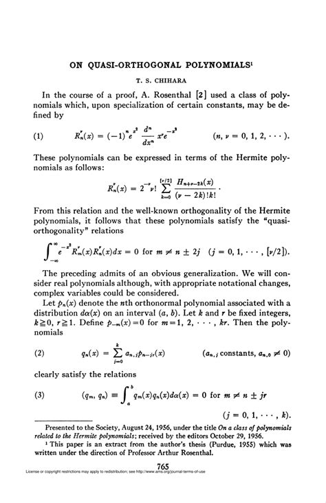 Pdf On Quasi Orthogonal Polynomials