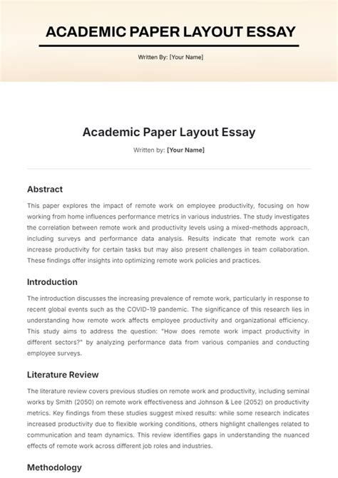 Free Academic Paper Layout Essay Template To Edit Online